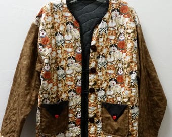 Cat print jacket | Etsy