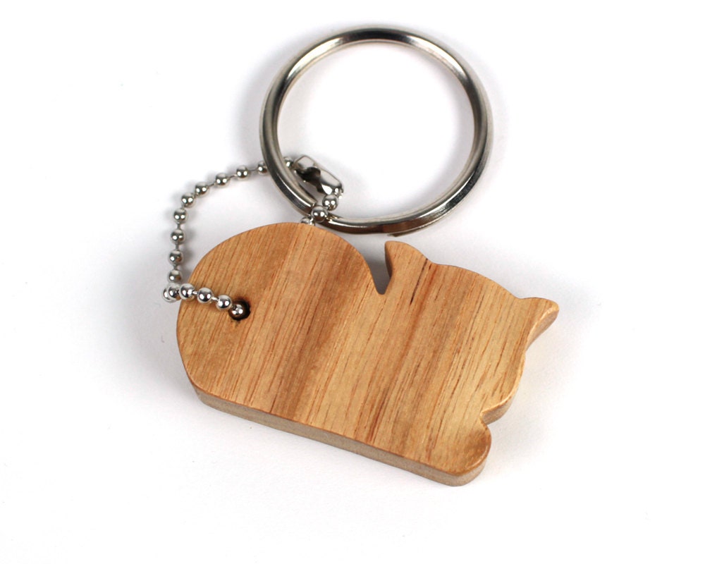Cat Key Chain Kitten Key Chain Wood Scroll Saw Outline Animal