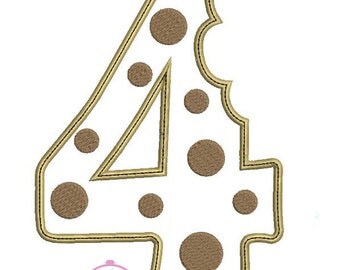 Number 4 applique | Etsy
