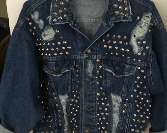 Studded Levi's Denim Jacket Oversize Boyfriend Fit