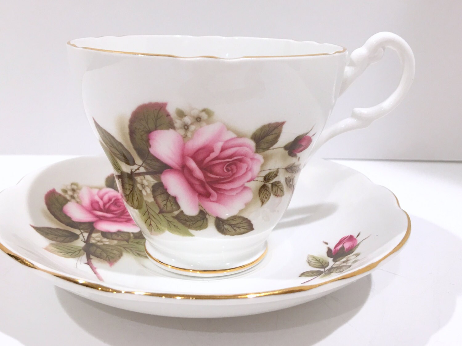 Royal Ascot Tea Cup and Saucer, Pink Rose Cups, English Bone China ...