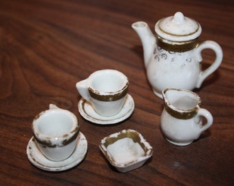 Items similar to 1940s Miniature Tea Set carved from the Tagea Nut ...