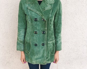 Green suede jacket | Etsy