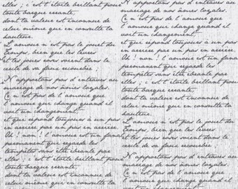 French script fabric | Etsy