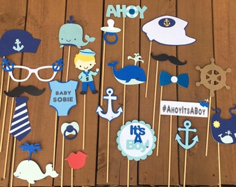 NAUTICAL Photo Booth Masks and Props in Red White and Blue