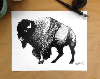 Buffalo drawing | Etsy