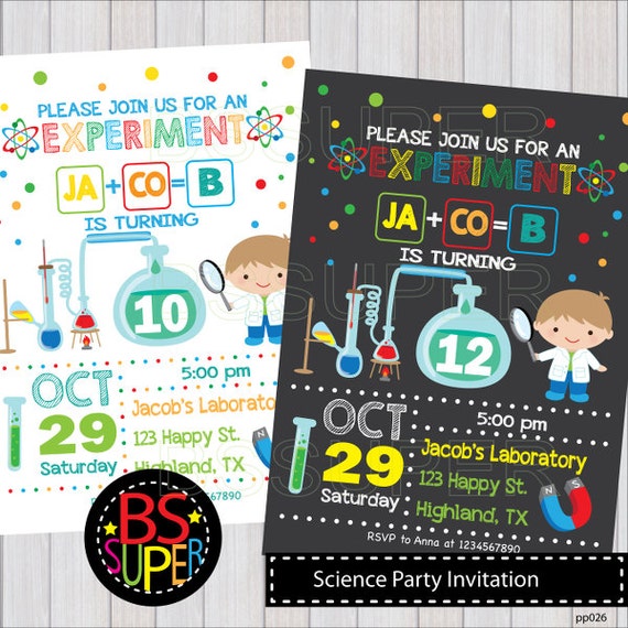 Science birthday Invitation Science party invites Mad