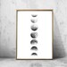 Moon Phase Print Minimalist Poster Black and White Wall Art