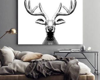 Deer head art | Etsy