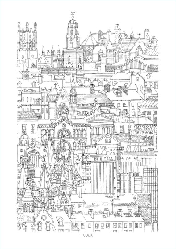 Cork Ireland. Print Poster of its architectonic landscape