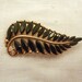 Antique Victorian 14K Gold Jet Fern Frond with Heart Brooch