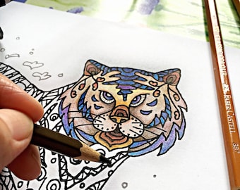 Tiger zentangle | Etsy