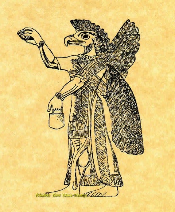 Assyrian Annunaki Bird Deity Rubber Stamp