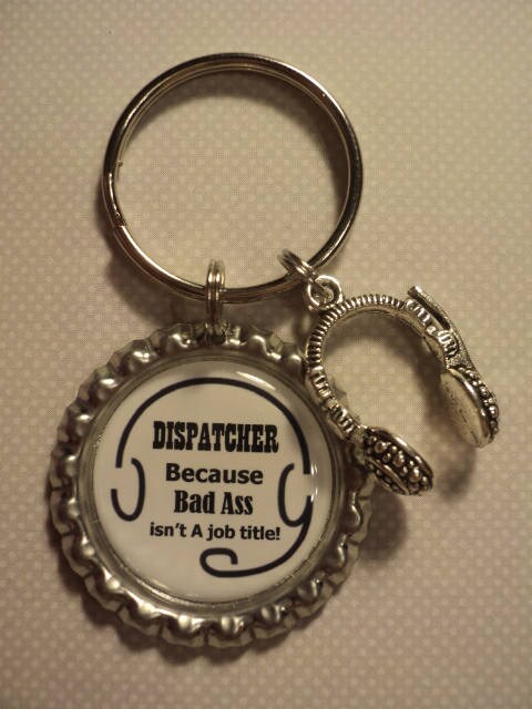 Dispatcher humor keychain with charms