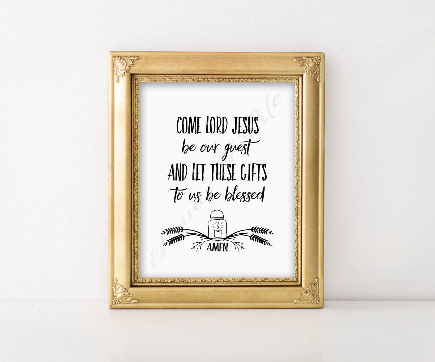 Christian artwork. Common table prayer. Come Lord Jesus Be Our