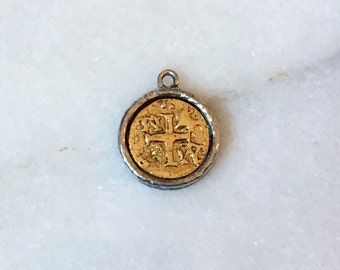 Gold coin cross | Etsy