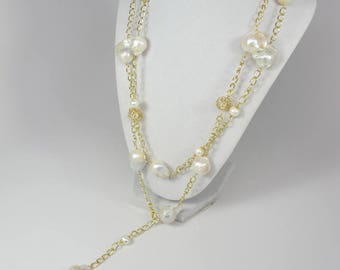 Long pearl necklace | Etsy