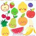 Kawaii Fruit Clipart. Scrapbook printable Vector .eps and png