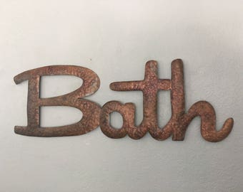 Wall decor sign for bath Bath sign wooden letters bathroom