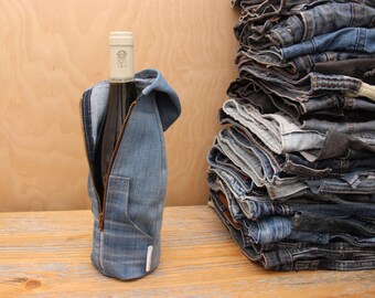 Denim wine bag | Etsy