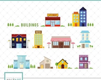 Building clipart | Etsy