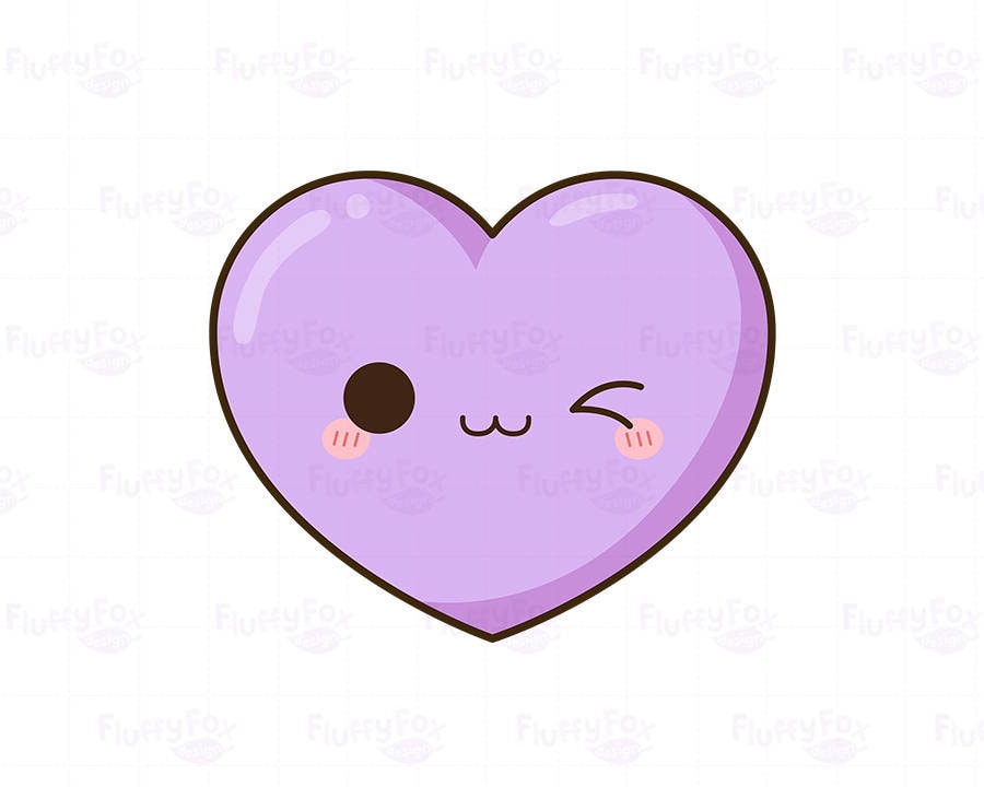 Kawaii Heart Clipart, Cute Hearts Clip Art Valentine Love Funny Happy ...