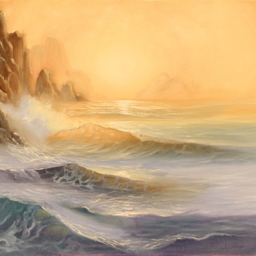 Beach Paintings Ocean Waves Art Fine Art by EvaVolfSeascapes