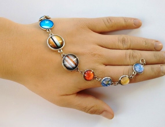 Planet bracelet bracelet with planets solar by SilverFoxCraft