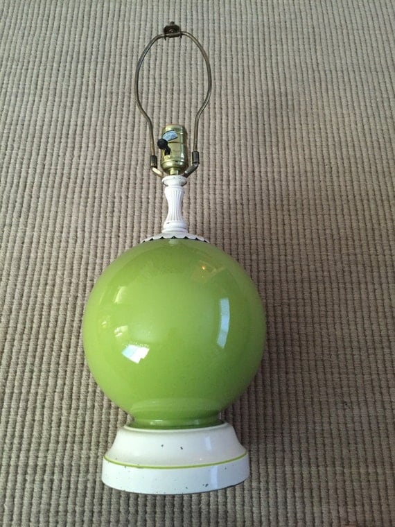 Vintage Lime Green Globe Glass Lamp