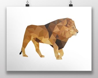 Geometric lion | Etsy
