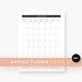 Monthly Calendar Printable Minimalist Planner Modern