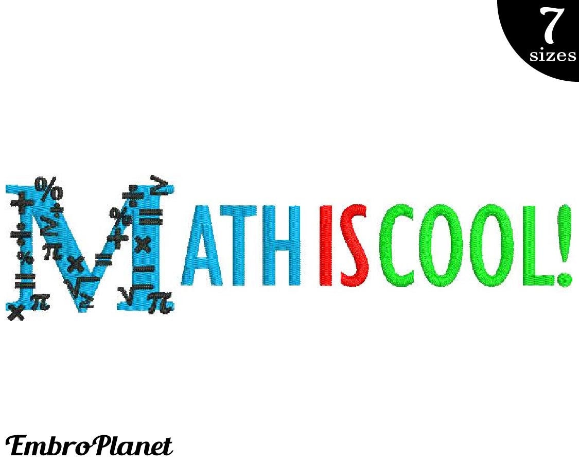 Math is cool - Design for Embroidery Machine Instant Download Digital ...