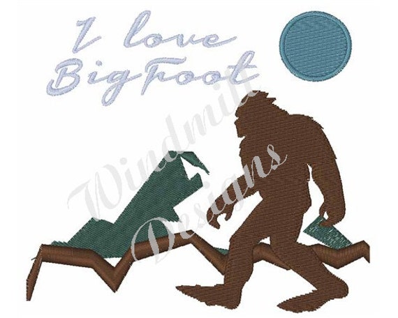 I Love Bigfoot Machine Embroidery Design