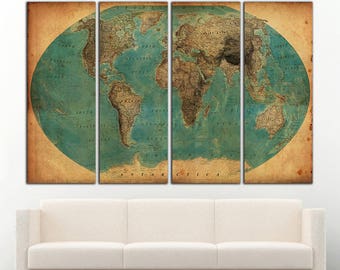 World map canvas | Etsy