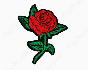 Red rose applique | Etsy