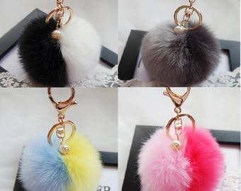 Fur ball keychain | Etsy
