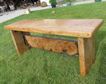Items similar to Natural Edge Maple Bench on Etsy