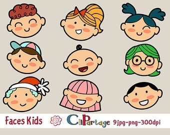 Cute faces clipart | Etsy