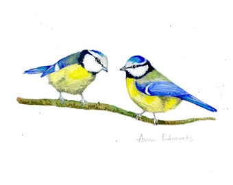 Blue tit painting | Etsy