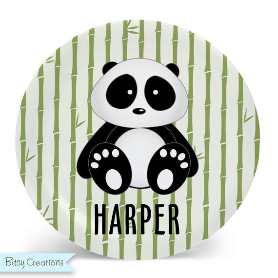Panda Plate Melamine Bowl or Plate Custom Personalized with