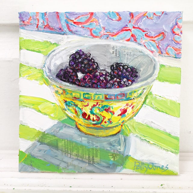 colorful original mixed media paintings by Polly by PollyPainting