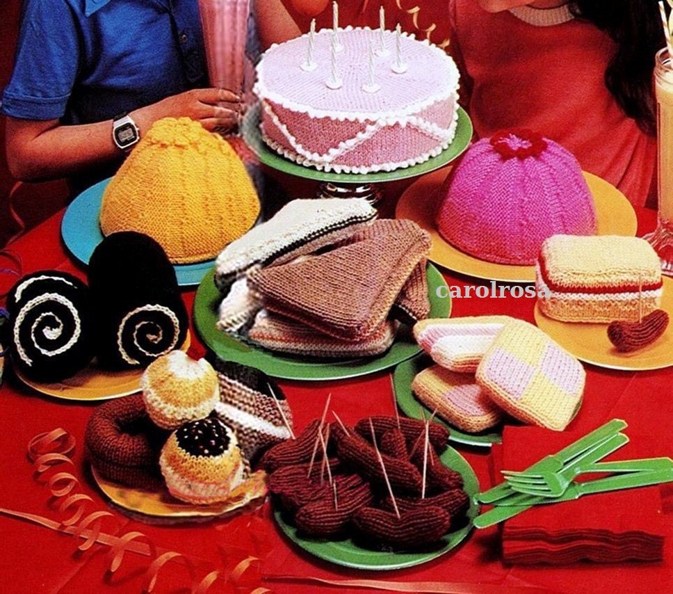 Knitting PATTERN Knitted Tea Party Knit food cake jelly