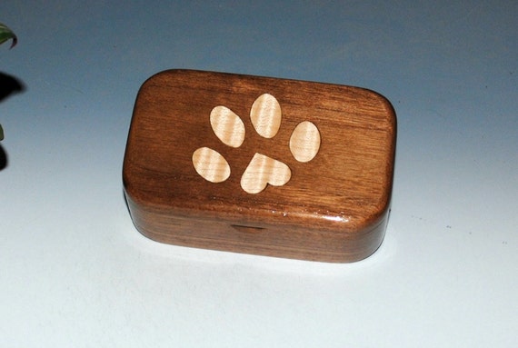 Paw Print Box -Curly Maple Inlay & Walnut – Dog Box, Paw Print Wood Box ...