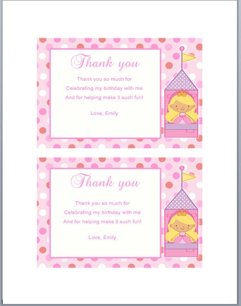 Princess Thank You Card Princess Thank You Note by pinkthecat
