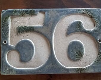 Custom Hand Painted Ceramic House Number Tile Placque or