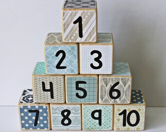 Counting wood blocks | Etsy