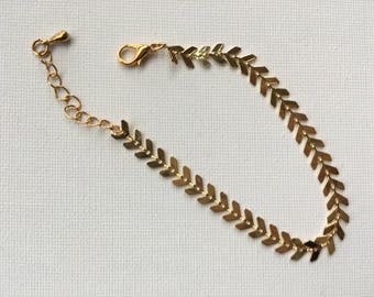 Fishbone bracelet fishbone chain friendship bracelet Gold