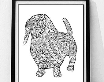 Dog coloring page | Etsy