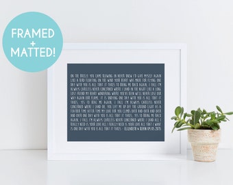 Framed song lyrics | Etsy