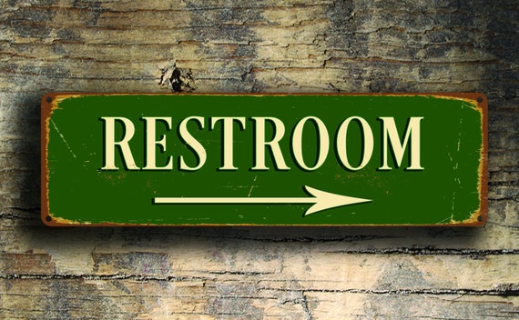 Restroom Sign with Arrow Restroom Signs Vintage style